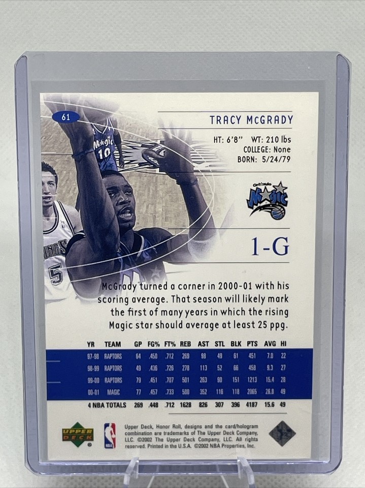 2001-02 Upper Deck Honor Roll #61 Tracy McGrady "T-Mac" NBA HOF NM+ | eBay