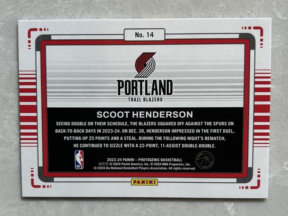 2023-24 Panini PhotoGenic Scoot Henderson #14 RC Rookie Mirrored Case ...