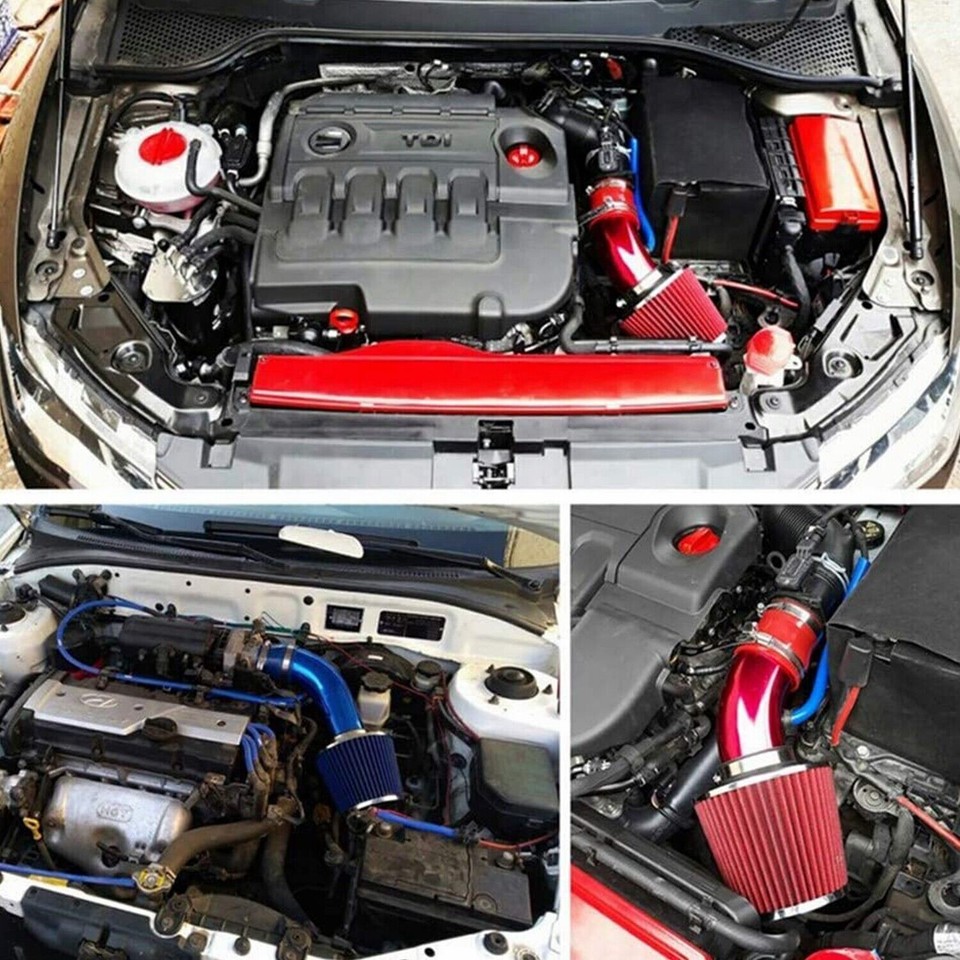 BLUE 3" 76mm Inlet Car Truck Cold Air Intake Cone Replacement Dry Air ...