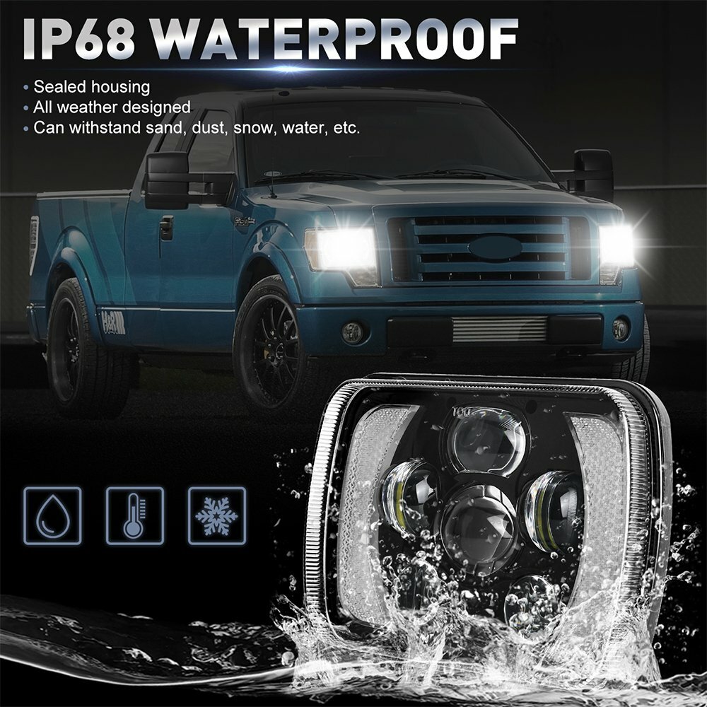 Pair 7X6" 7x5" LED Headlights Hi/Lo/DRL Beam Turn Light For Toyota ...