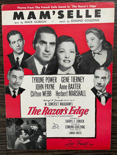 1947 Movie Razor's Edge "Mam'Selle" Sheet Music Goulding French Cafe ...