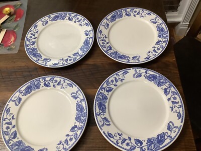Brylane Home & Kitchen 4) Dinnerplates 10.5” Blue Floral | eBay