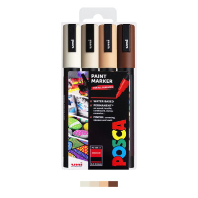 Posca PC-3M Warm Neutral Set (4-pc) Graffiti Art Supplies Paint marker ...