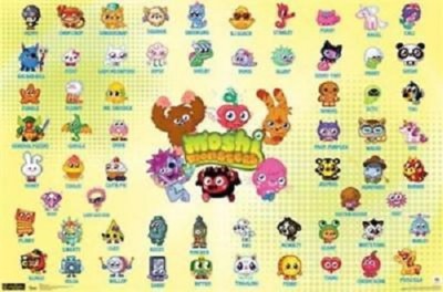 NINTENDO MOSHI MONSTERS CHART VIDEO GAME POSTER 34X22 NEW FREE SHIPPING ...