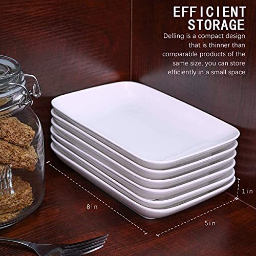 SALAD PLATES Small Serving Dishes Dessert Plate Rectangular White 6ct 8 ...