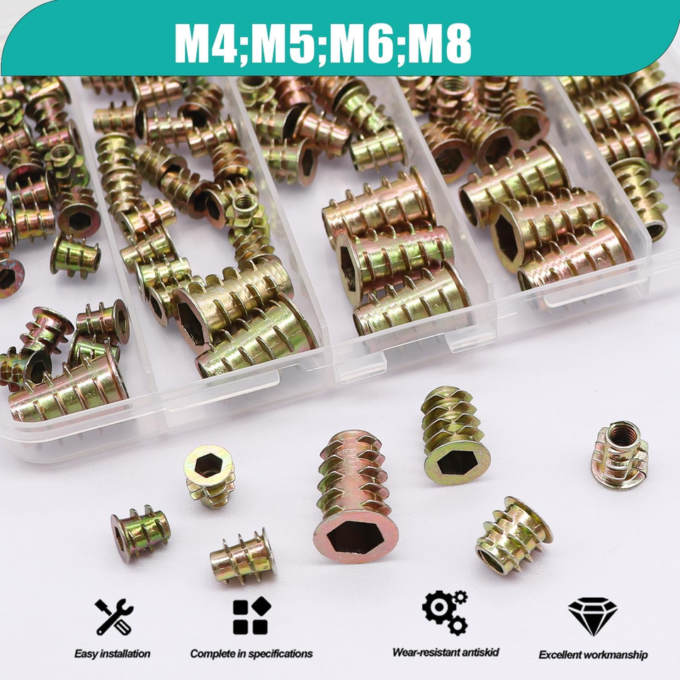170 Pezzi Inserto Filettato, M4/M5/M6/M8 6 Dimensioni，Materiale Di Lega ...