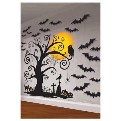 Halloween Scary Spooky Plastic Scene Setter Wall Decorations Deocrating ...