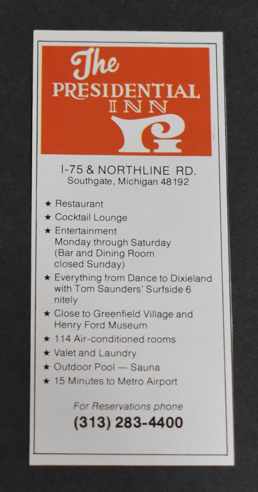 1979 Print Ad Southgate Michigan The Presidential Inn I-75 Tom Saunders ...