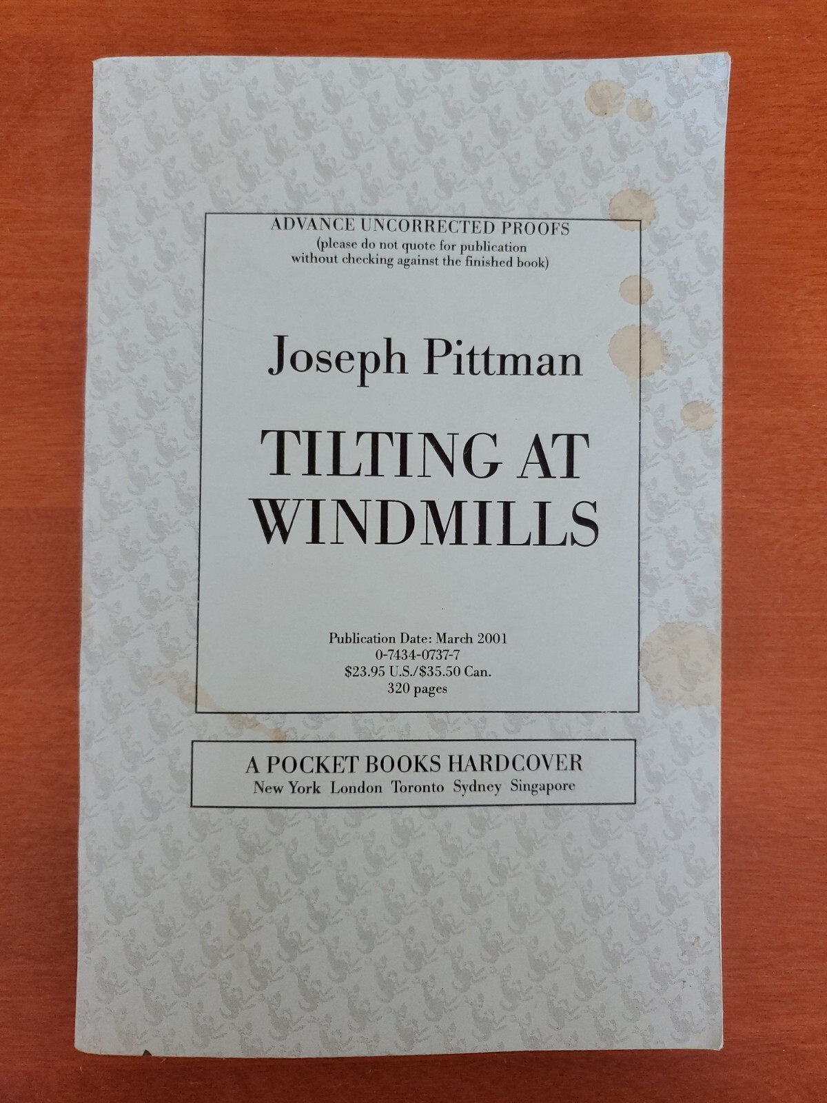 Tilting at Windmills by Joseph Pittman - Uncorrected Proof Paperback ...