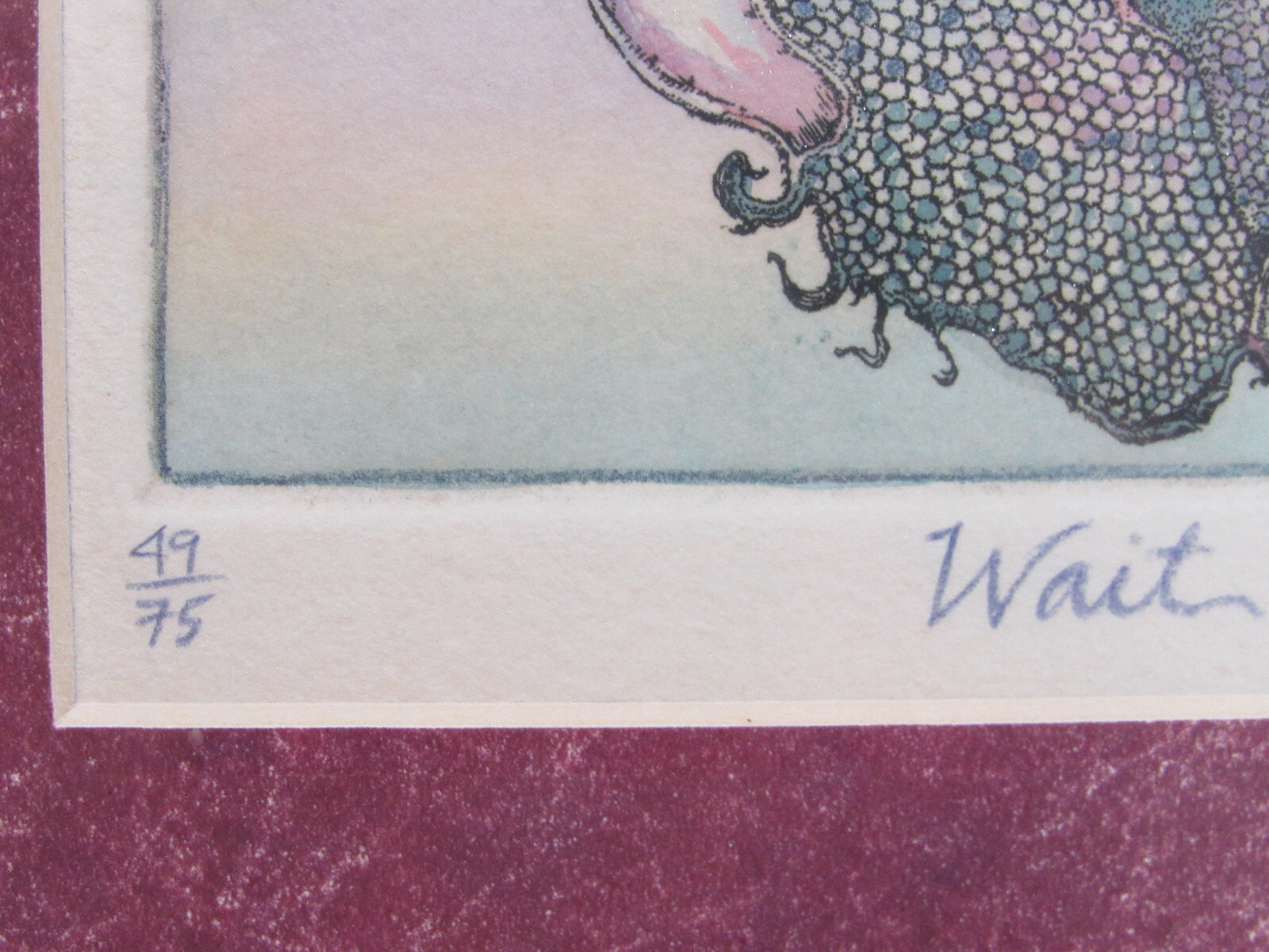 Robert Klunk Art Watercolor Etching WAIT Signed Numbered #49/75 Framed ...