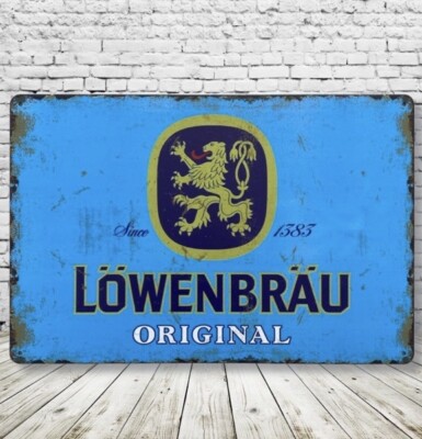 Lowenbrau Vintage Style Tin Metal Bar Sign Poster Man Cave Collectible ...