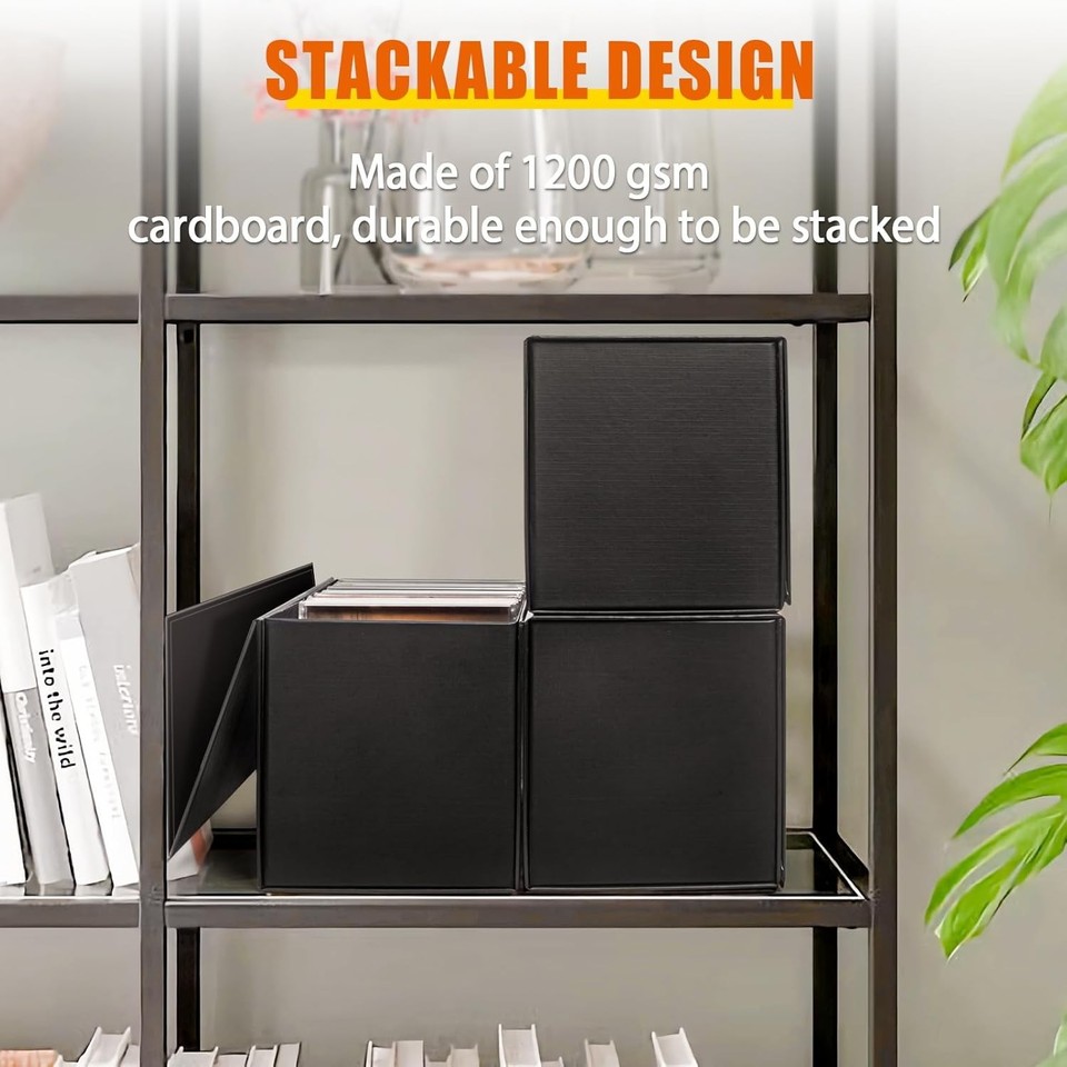 CD Storage Box, DVD Box- Durable 5.2 x 5.75 12x5.2x5.75 inches, Black ...