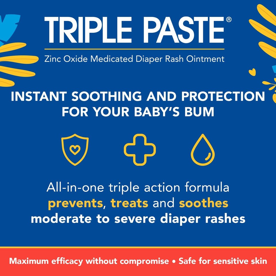 Triple Paste 3X Max Diaper Rash Ointment Maximum Strength with 40% Zinc ...