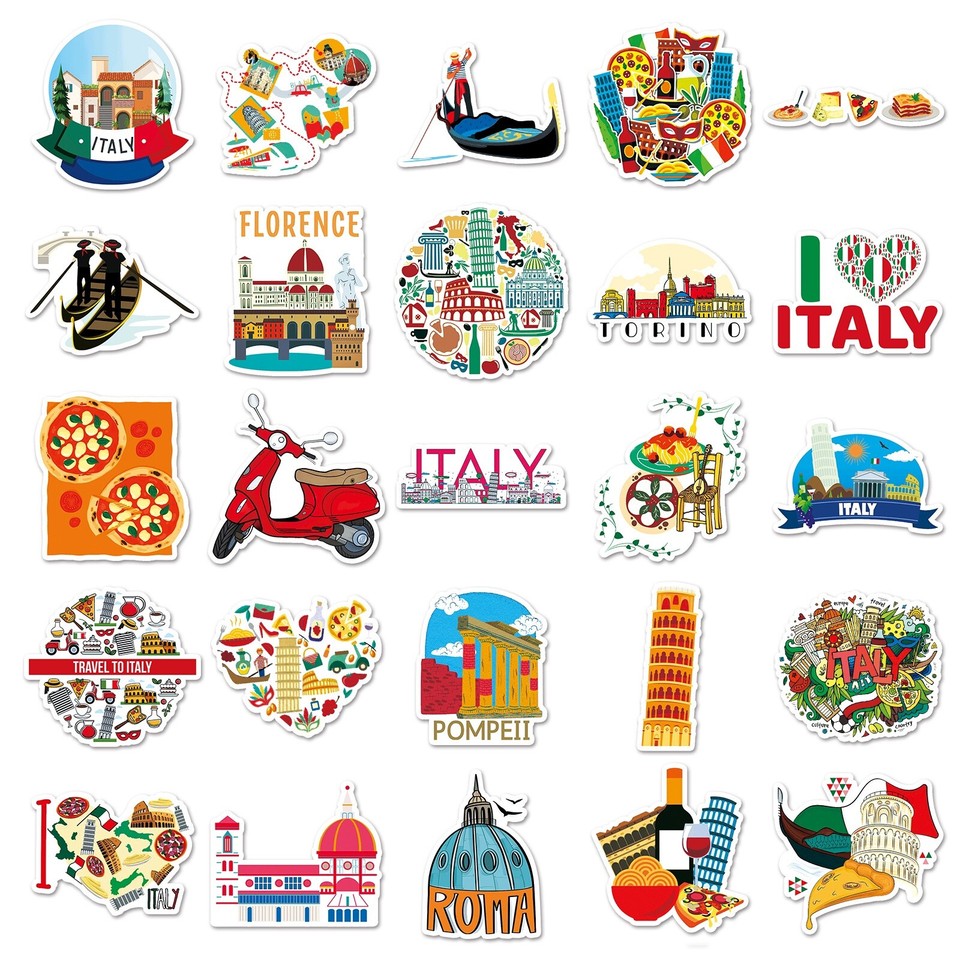 20 Random Italy Stickers IT Italia Decals Laptop Hydro Yeti Car Free ...