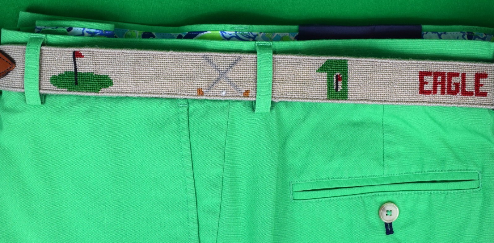 "Hand-Needlepoint Golf Motif Belt" Sz 33 | eBay