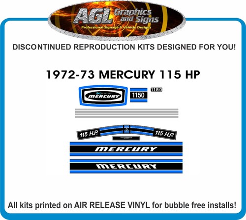 1972 1973 115 HP MERCURY OUTBOARD DECAL SET , 1150 DECALS, MERC | eBay