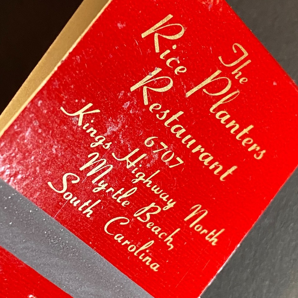 The Rice Planters Restaurant Myrtle Beach, SC Full Matchbook c1975-80 ...