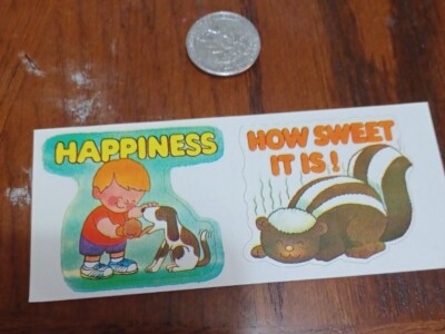 1979 VINTAGE Dennison Stickers 2 Pieces RARE!!! "Happiness" How Sweet ...