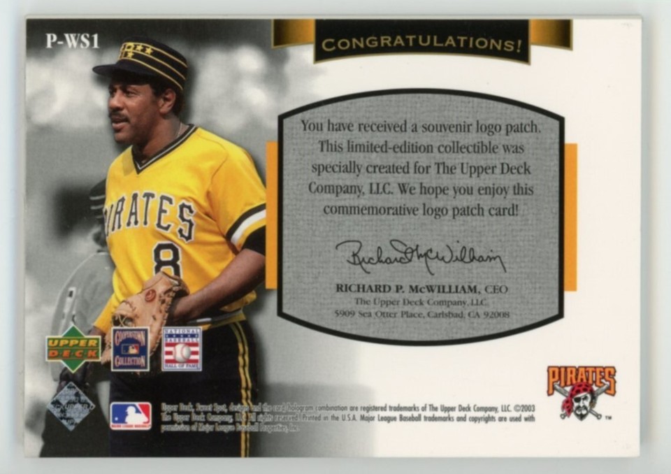 Willie Stargell 2003 Upper Deck Sweet Spot Classic Souvenir Logo Patch ...