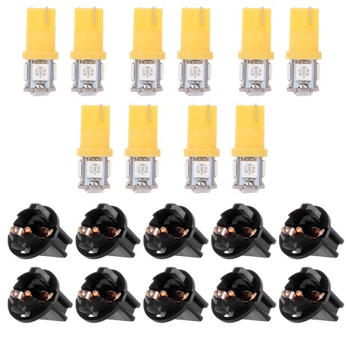 10pcs Amber T10 194 LED Bulbs W/ Sockets for Instrument Gauge Cluster ...