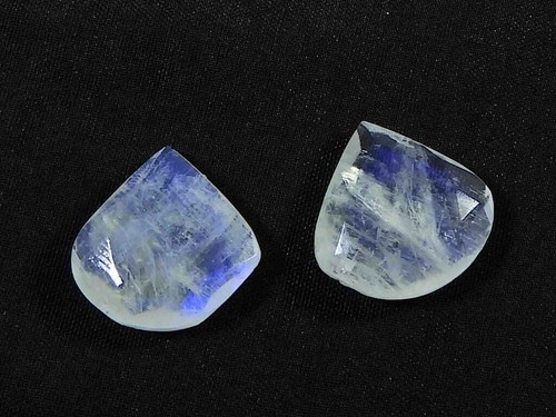 15X15MM Natural Rainbow Moonstone Pear Both Side Faceted Gemstone 2 Pcs ...
