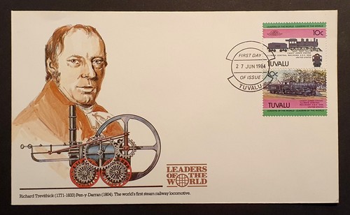 Tuvalu Stamps 1984 First Day Cover World Leaders Trevithick 1st Steam ...