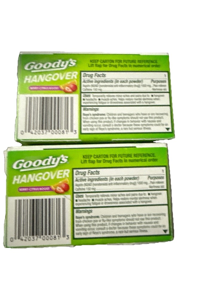 Goody's Hangover Powder Relief 4 Ct Berry Citrus Pain Relief Caffeine ...