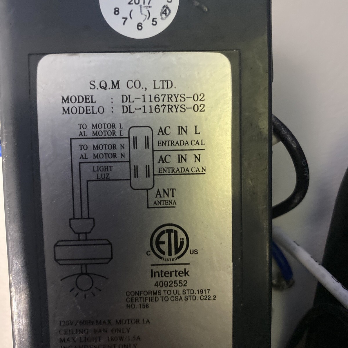 Ceiling Fan Remote Receiver Dl 1167rys 02 | Shelly Lighting