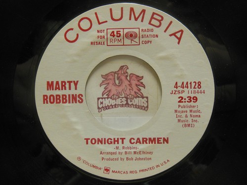 Promo! Marty Robbins – Tonight Carmen / Waiting In Reno, 45 RPM VG+ ...