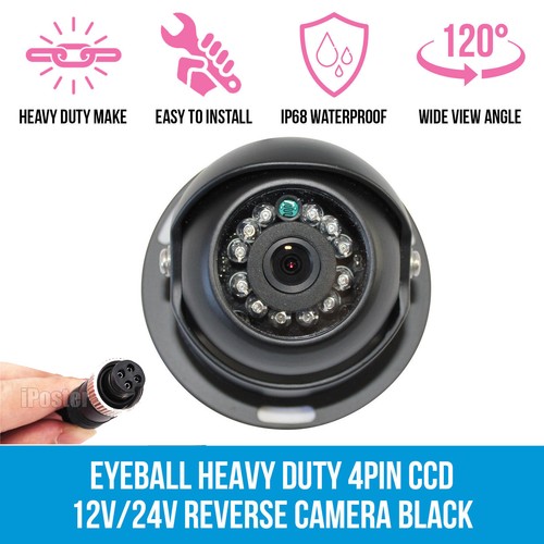 Black NTSC 4 PIN Dome CCD Color Rear View Reversing Camera 12/24v For ...