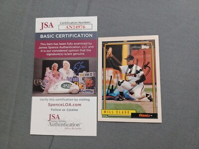 WILL CLARK 1992 Topps # 330 autographed signed card S.F. GIANTS 92 JSA ...