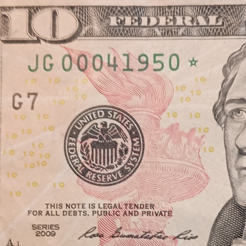 JG00041950* 2009 $10 Star Note 10 Dollar Bill | eBay