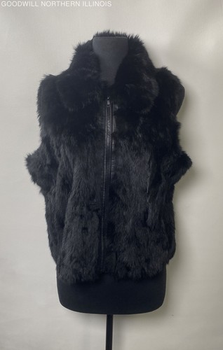Jennifer J Black Rabbit Fur Full Zip Vest Size XL | eBay