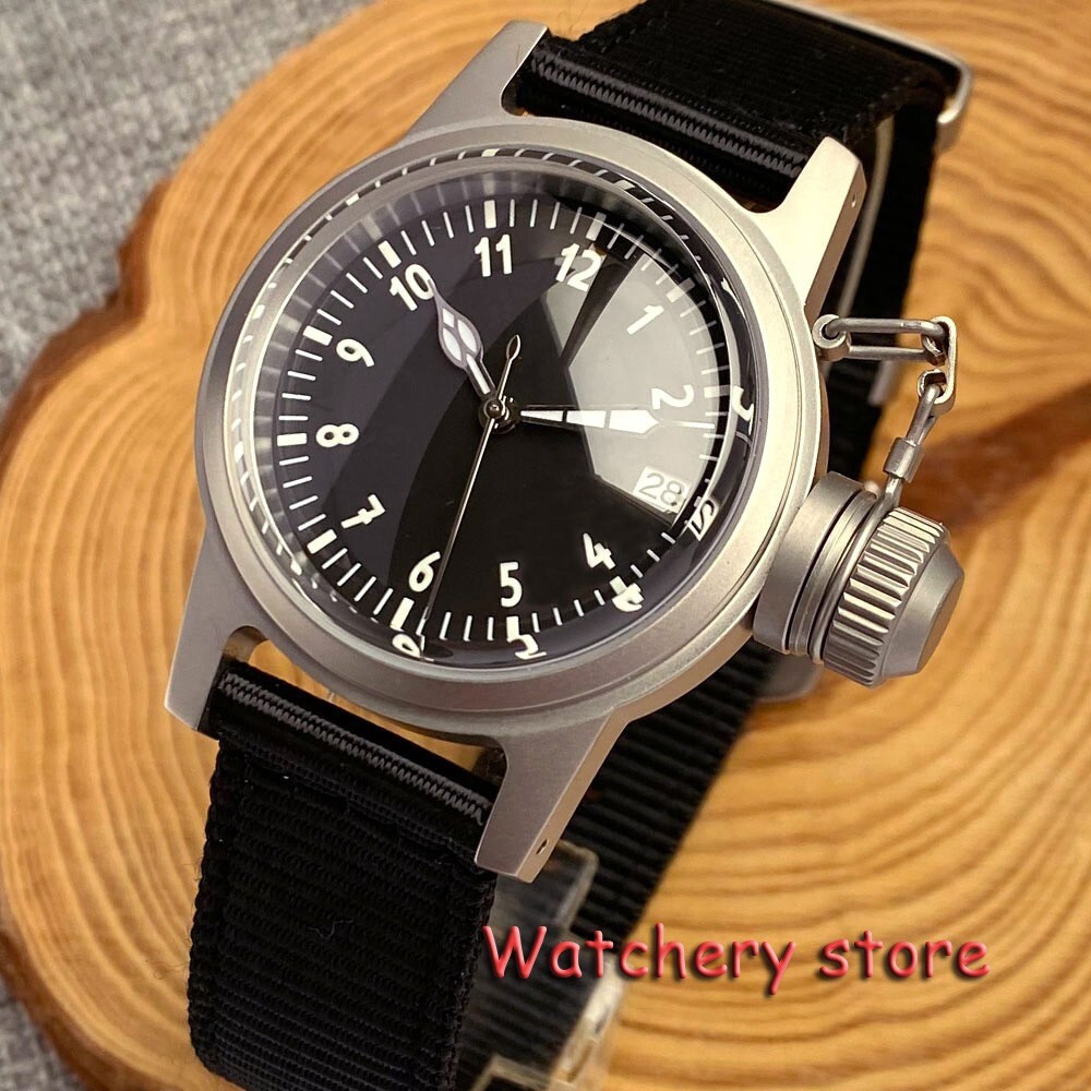 Tandorio 36mm Military Brush Watch For Men 20ATM Diving Japan NH35A ...