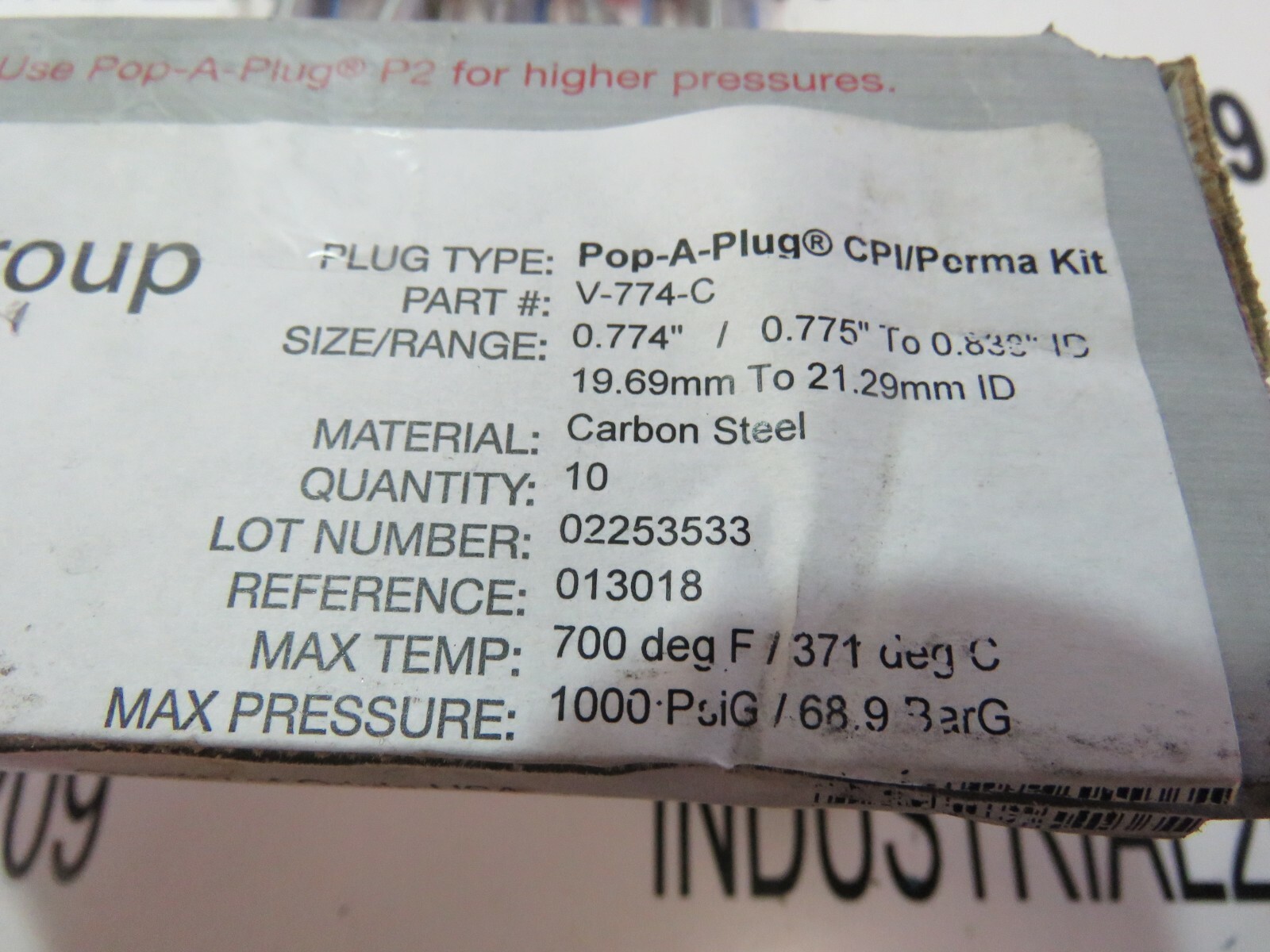 CURTISS WRIGHT POP-A-PLUG V-774-C SIZE / RANGE 0.774'' NEW IN BOX | eBay