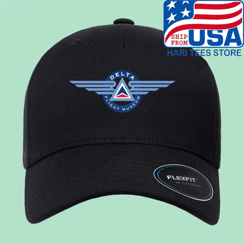 DELTA AIRLINES Flight Museum Black Hat Baseball Cap Size S/M & L/XL | eBay