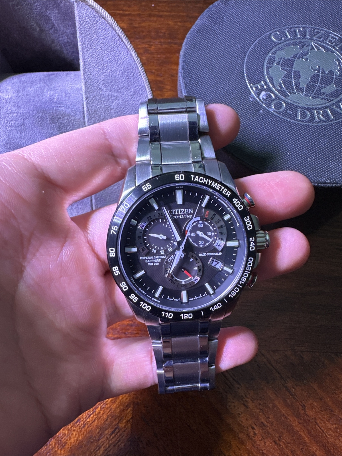 Citizen AT4008-51E Stainless Steel Perpetual Chronograph Men's Watch ...