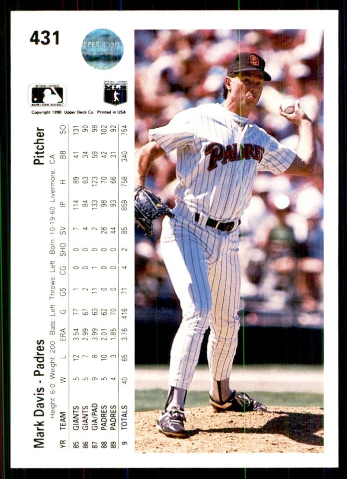 1990 Upper Deck Mark Davis Baseball Cards #431 | eBay