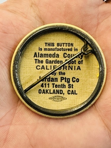 Rare 1909 Alaska Yukon Pacific ALAMEDA COUNTY CA Celluloid Pinback ...