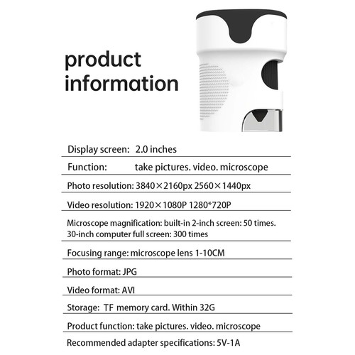 Pocket Microscope For Kids Single Lens Microscope 2.0inch IPS Screen ...