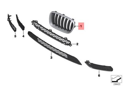 Genuine BMW X3 F25 Front Radiator Kidney Grille Right OEM 51117210726 ...