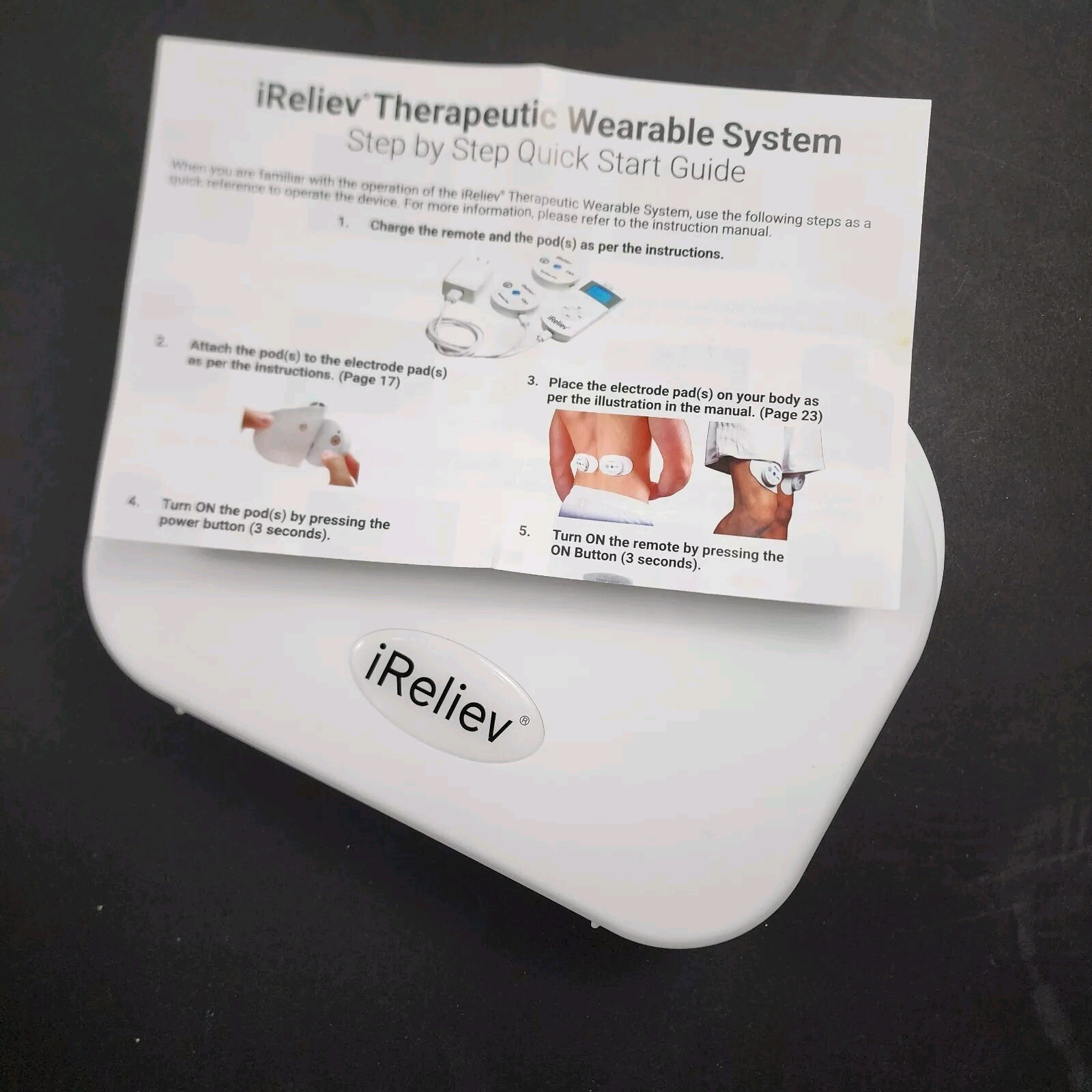 iReliev ET-5050 Wireless Premium Tens + Ems Therapeutic Wearable System ...