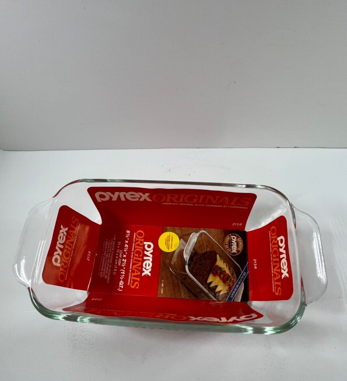 Corning+PYREX+Cranberry+Loaf+Pan+213-r+Baking+Dish+1.5+QT+Bread+Clear ...