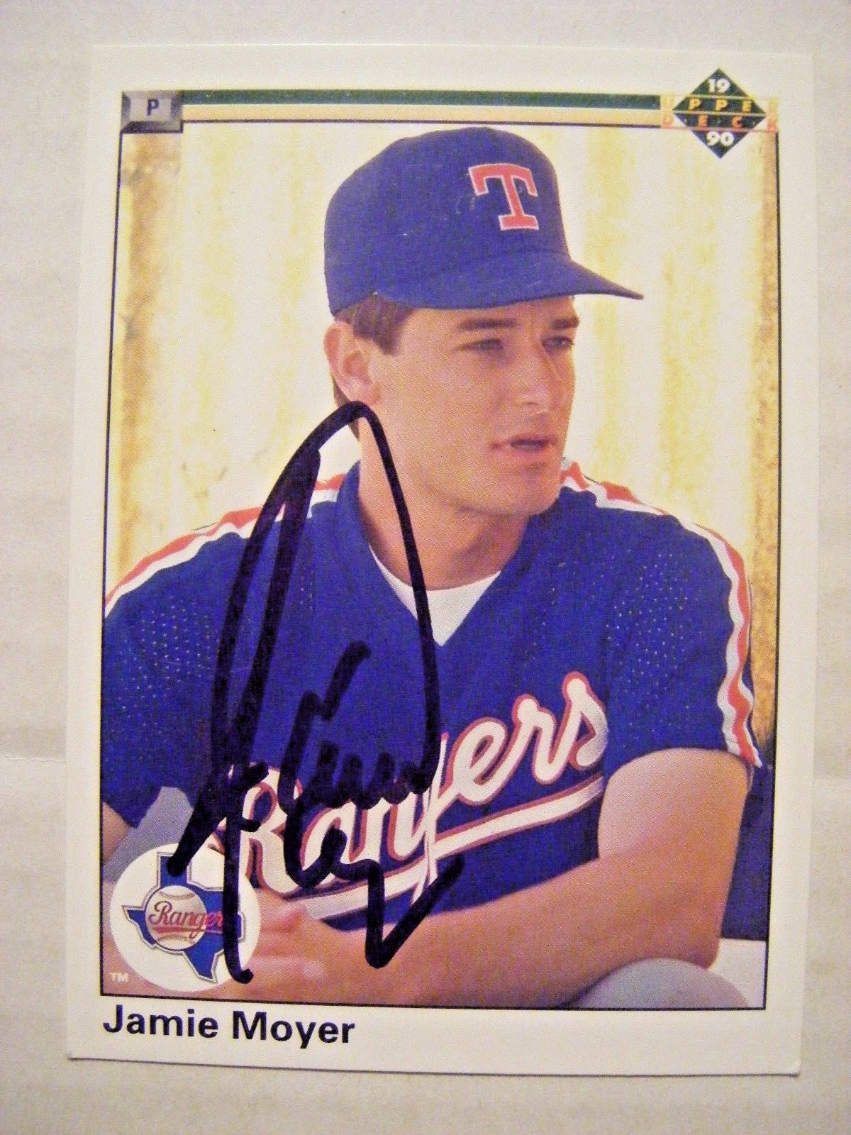 JAMIE MOYER signed RANGERS 1990 Upper Deck baseball card AUTO ...