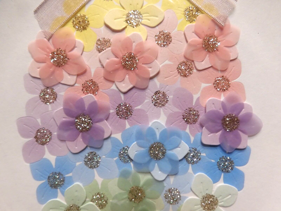 2 Papyrus Cards Easter Multi-Color Flowered Egg Thinking of You with ...