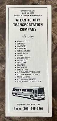 June 30, 1980 Atlantic City Transportation Company Bus Timetable ...