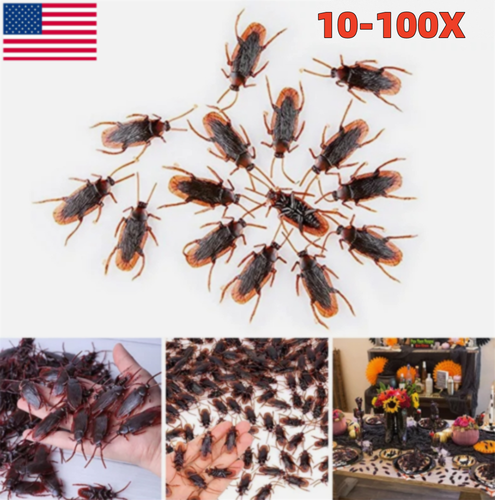 10-100 x Joke Cockroach Bug Funny Prank Novelty Life Like Fake Plastic ...
