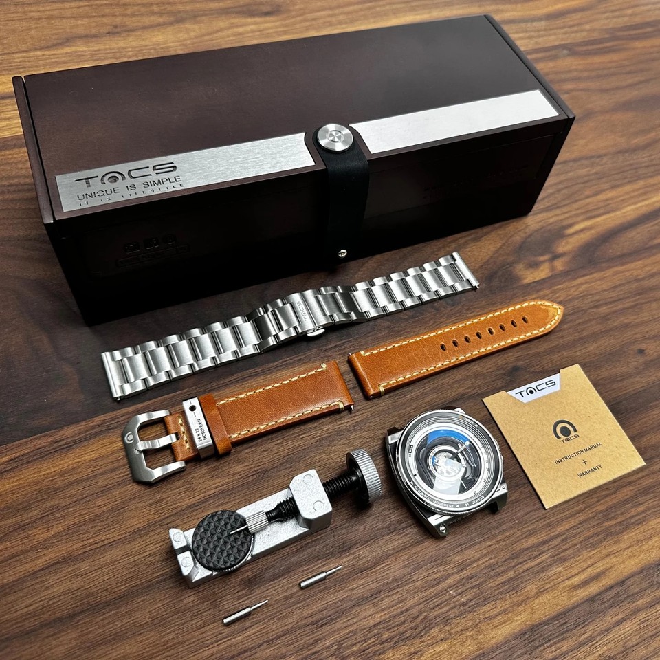 Tacs Auto Vintage Lens II Brown Leather Strap Boxset Men's Watch ...