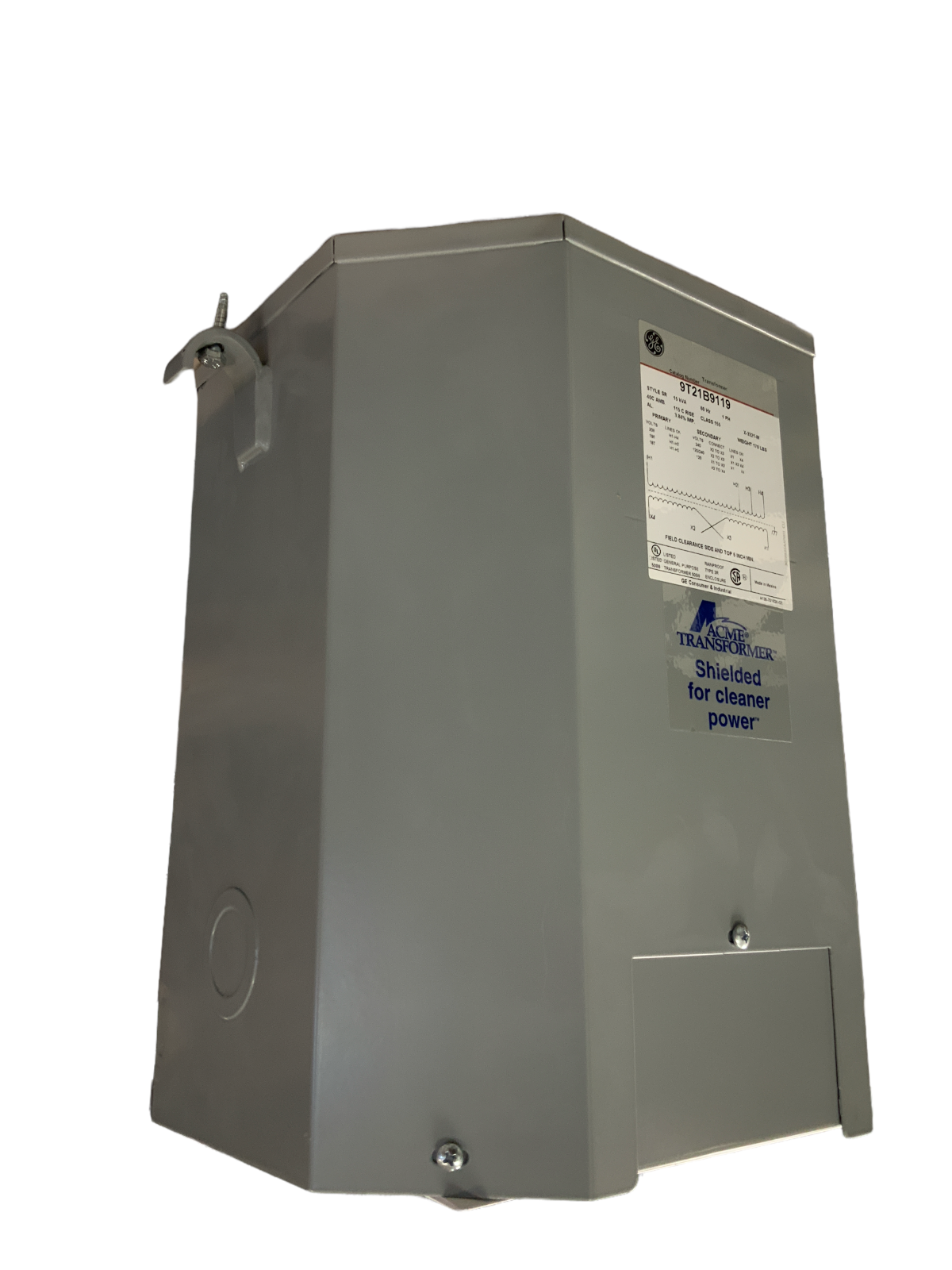 GE Transformer, 9T21B9119 15kVA 60Hz 1PH CLASS 155, TYPE 3R, 120/240V ...