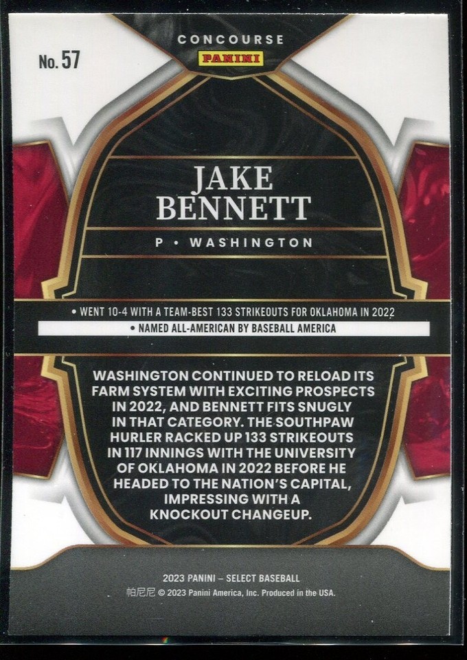 2023 Panini Select Prizm Jake Bennett #57 Washington Nationals | eBay